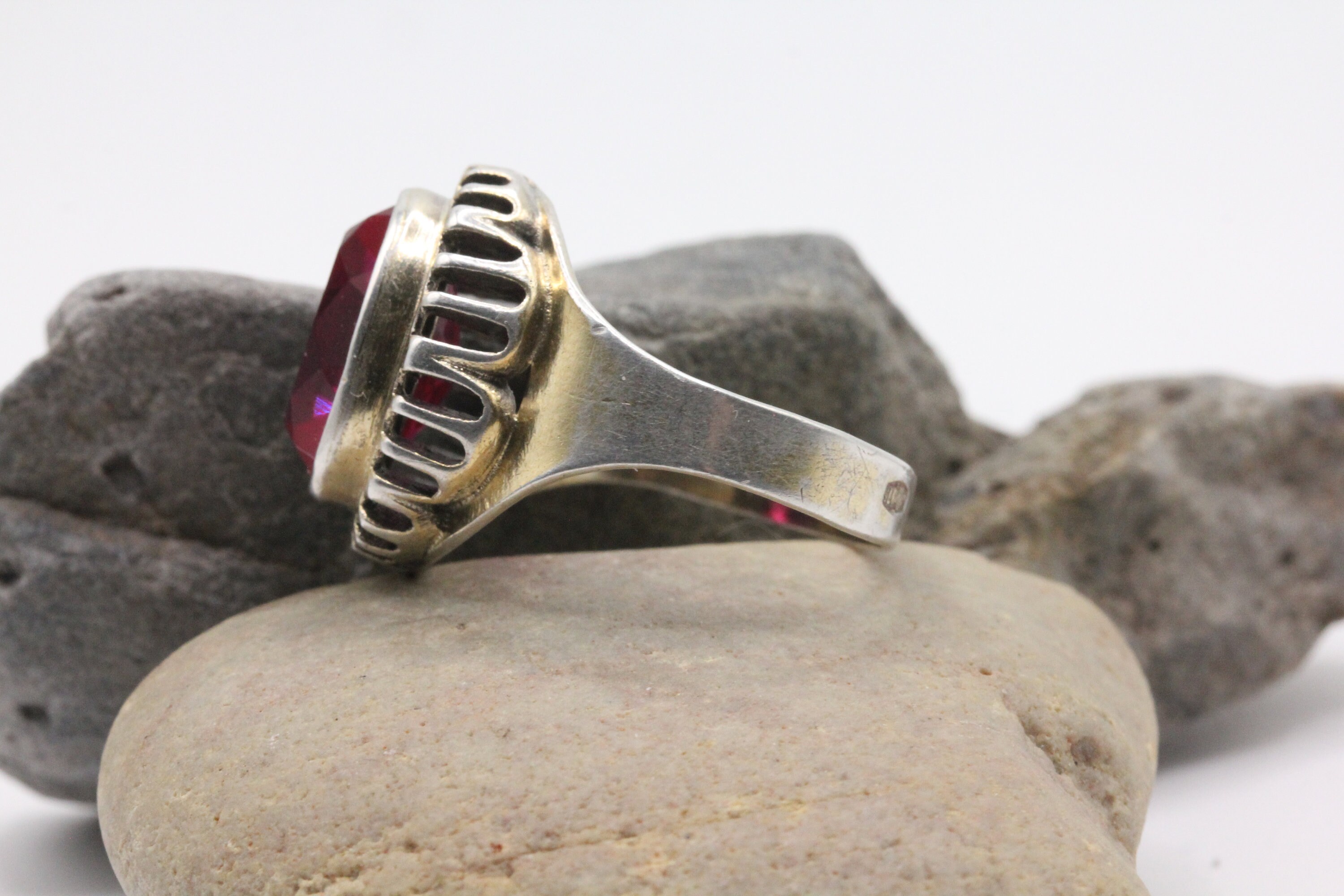 Ruby Silver Vintage Ring With Ruby Stone 1960 USSR - Etsy