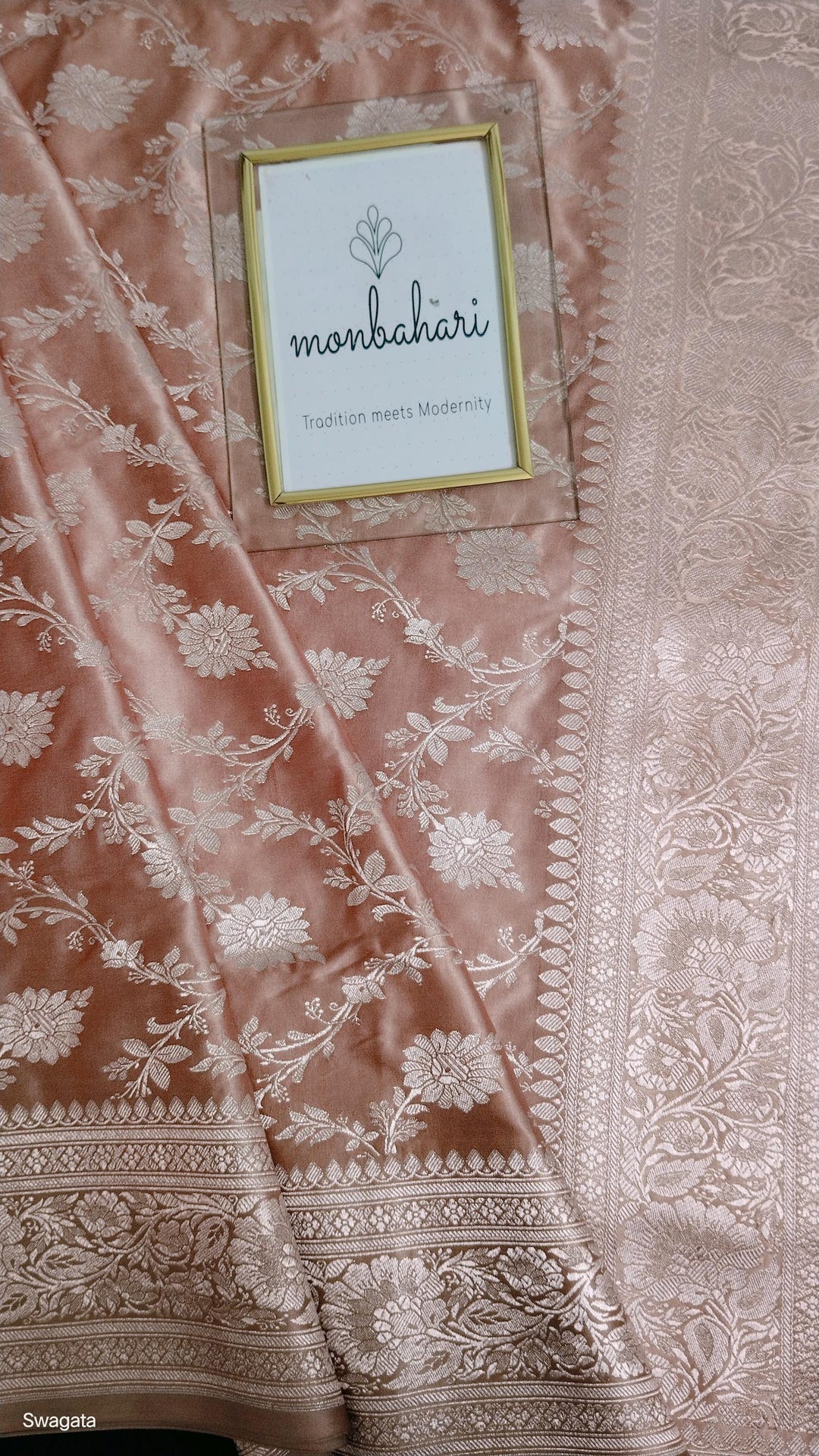 Mashroo Katan Banarasi Silk Saree | Blush Pink Saree With Zari Weave ...