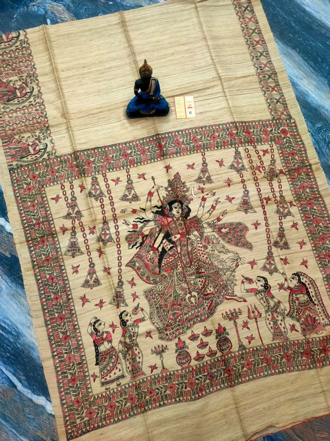 Durga Puja Special Hand Painted Pure Gachhi Tussur Sareegoddess Durga ...