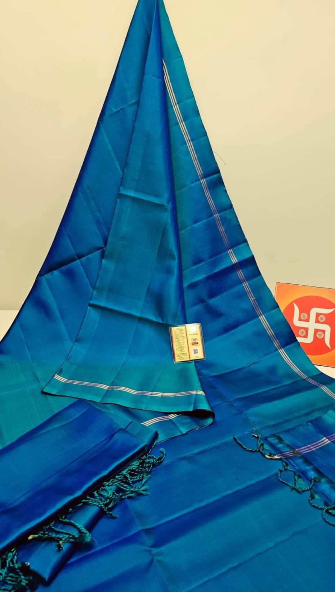 Peacock Blue Soft Silk Saree /pure Kanchipuram Silk Saree /silk Mark ...