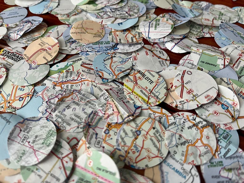 Travel Map Confetti: 300 One-inch Circles for Party Decor - Etsy