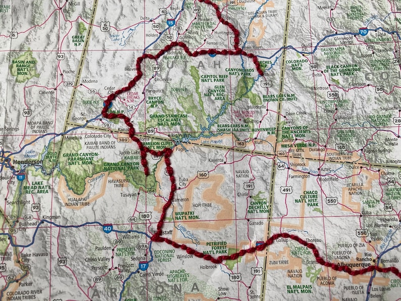 Cross Country Road Trip Map / Large Personalized Embroidered - Etsy