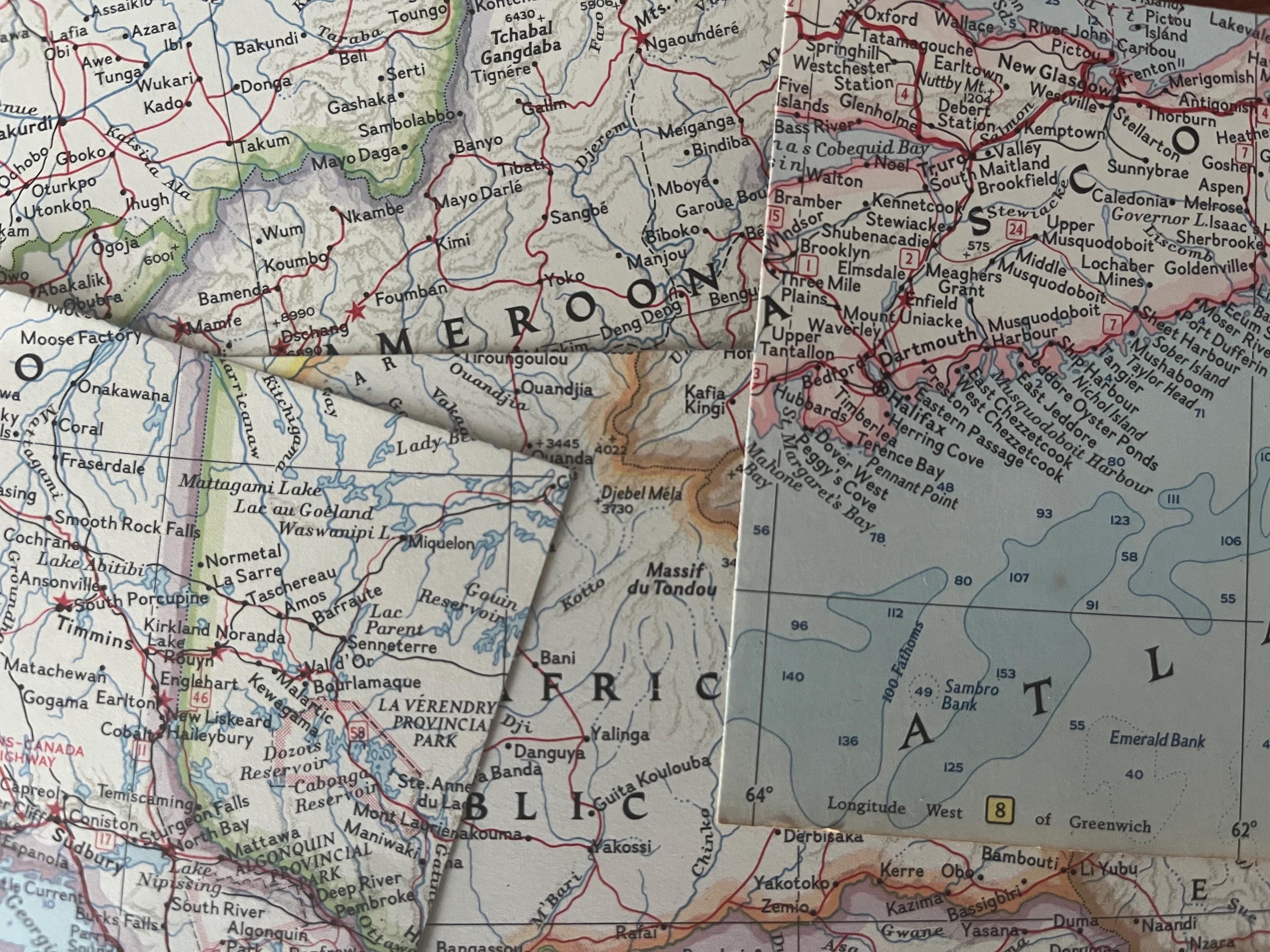 Vintage Map Pieces: 1960s Atlas Remnants for Scrapbooking - Etsy