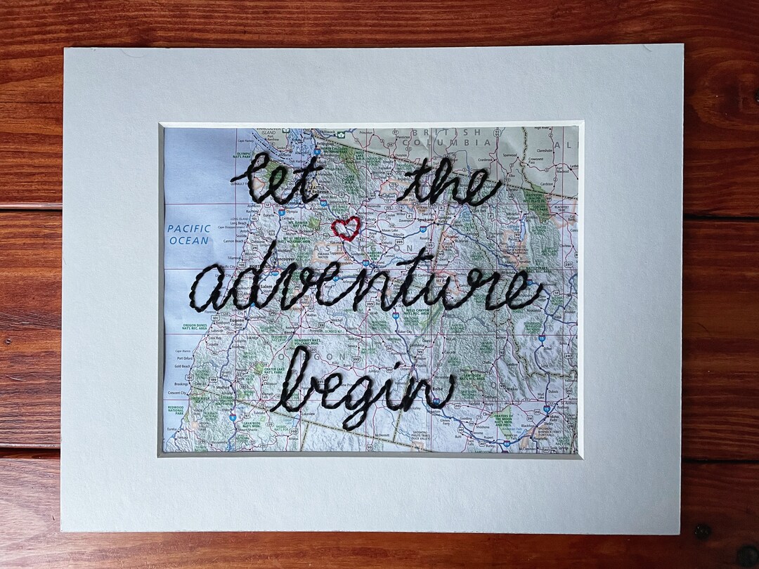 Let the Adventure Begin Wall Hanging / Map Travel Theme / Personalized ...