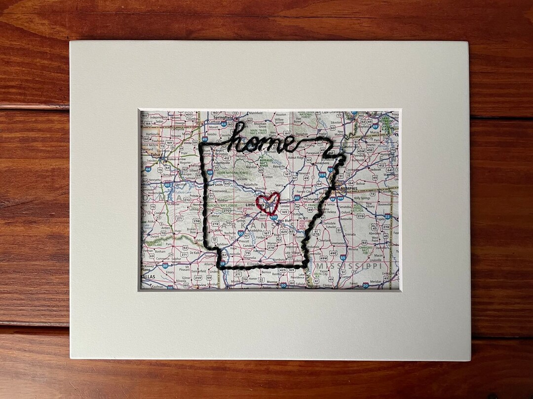 Arkansas Embroidered Map Art: Personalized Home State Wall Decor - Etsy
