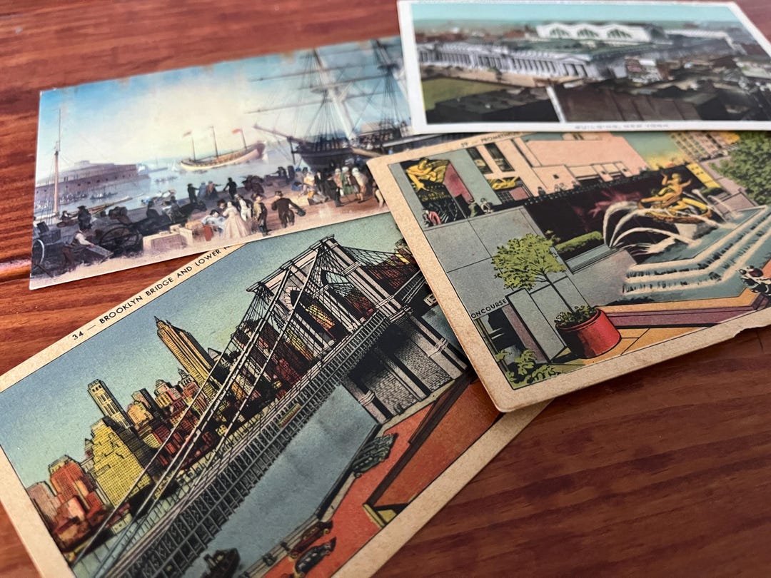Vintage Postcards of New York City / 4 Cards for Scrapbook Travel City ...