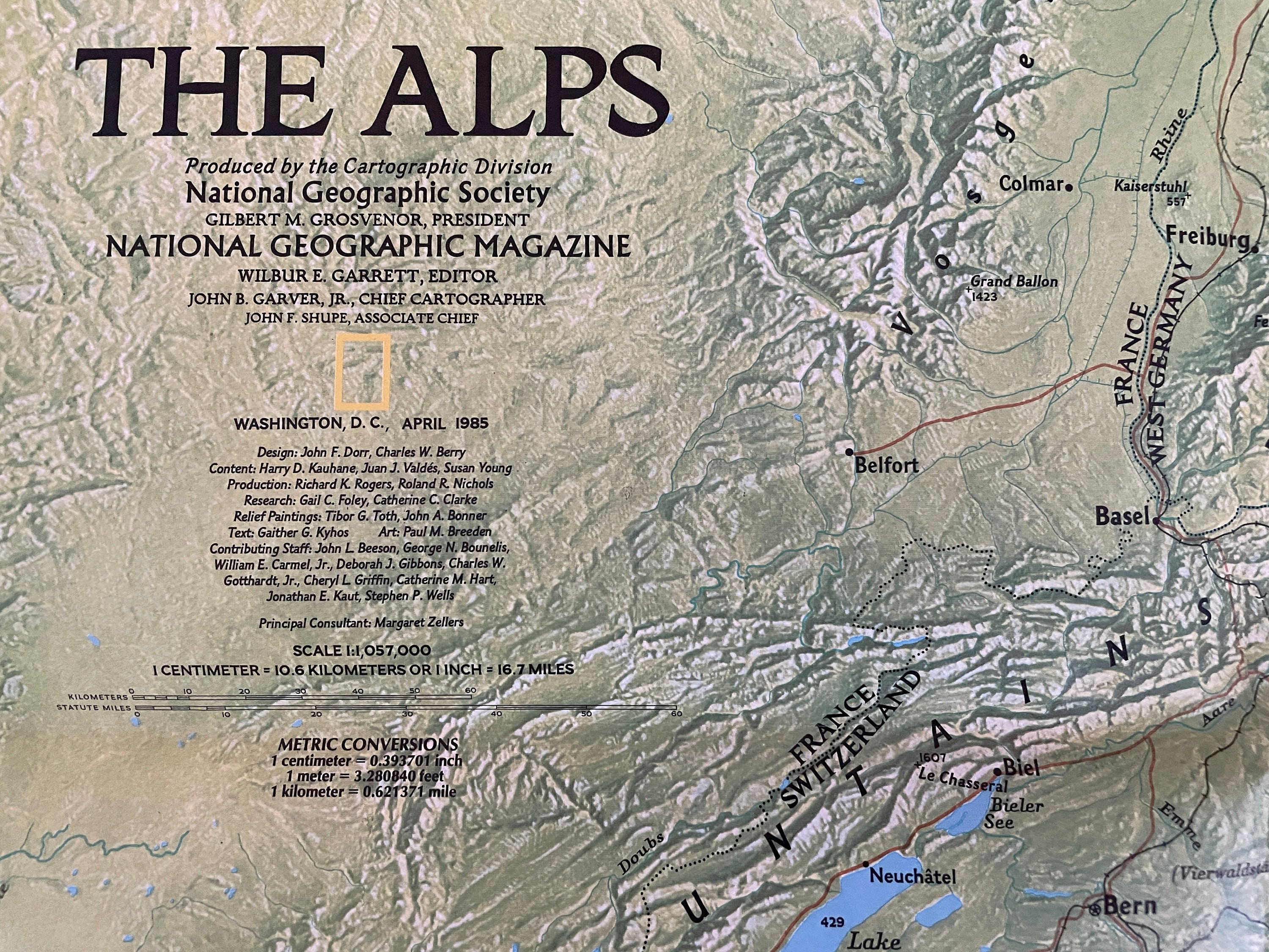 Vintage Map of the Alps / Large 1980s Travel Wall Art / Travel History ...