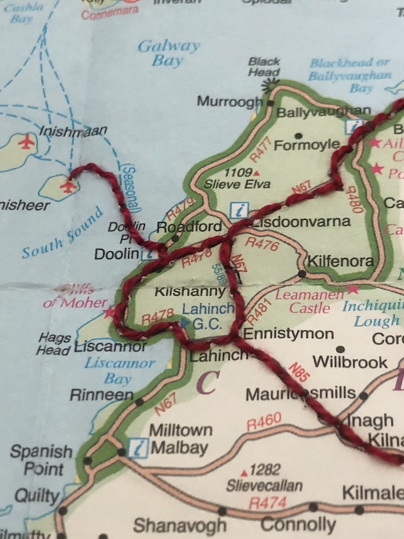 Personalized Road Trip Map / Large Embroidered Wall Hanging / - Etsy