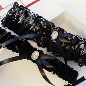 Black and White Wedding Garter, Black Garter, Lace Bridal Garter Set ...