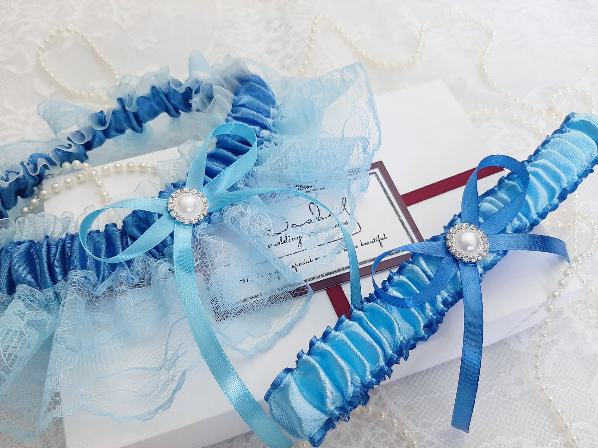 Blue Wedding Garter Set Blue Bridal Garter Set Blue Garter | Etsy