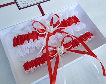 Red Wedding Garters - Etsy