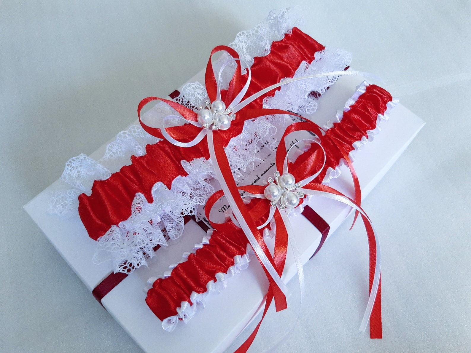 Red Wedding Garter Set Lace Bridal Garter Red Garter Garter | Etsy