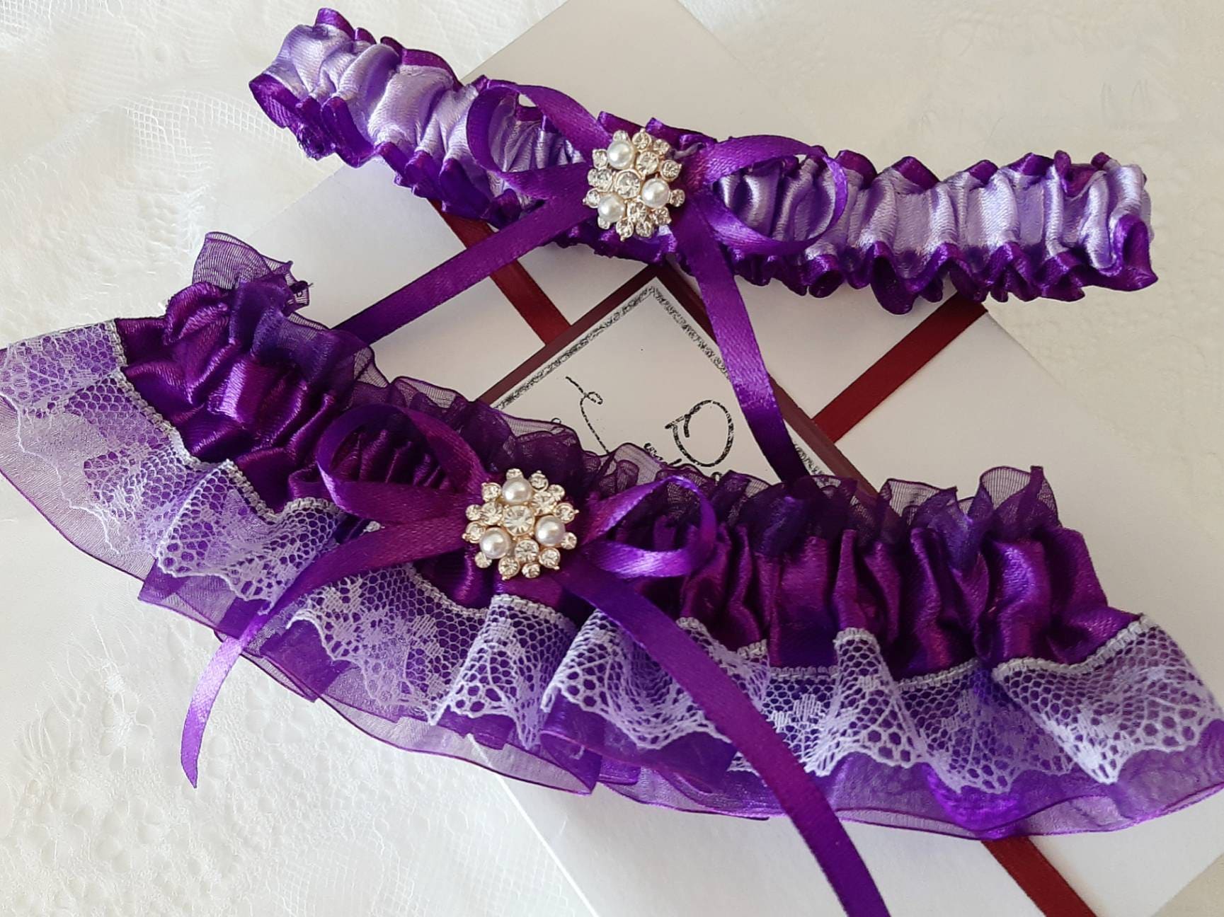 Purple Bridal Garter Set Purple Wedding Garter Set Bridal | Etsy