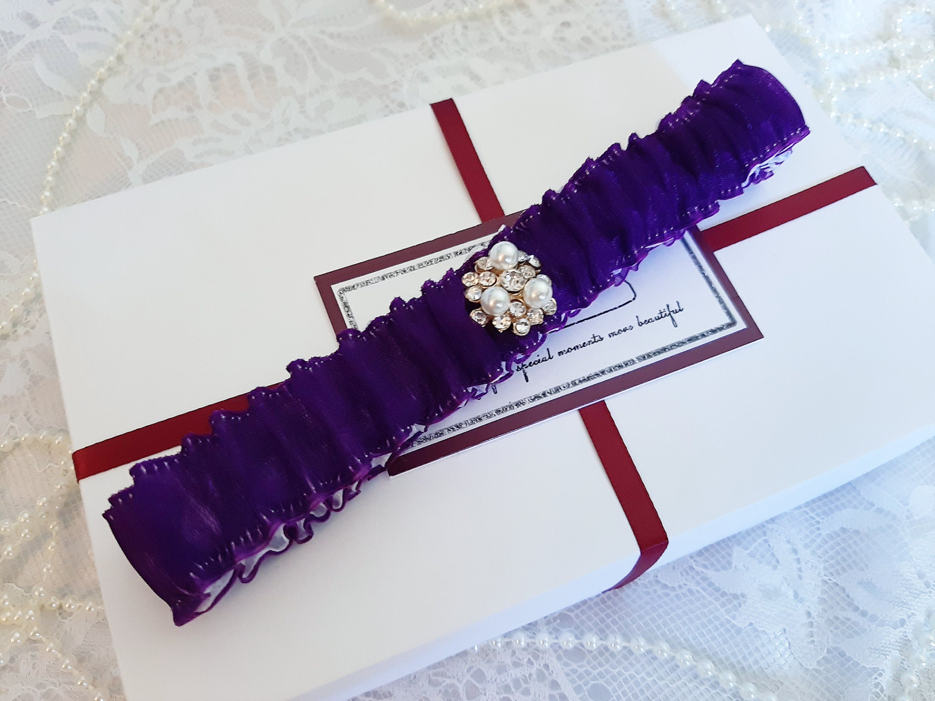 Purple Wedding Garter Wedding Garter Set Purple Bridal | Etsy