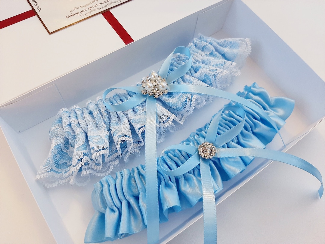 Blue Wedding Garter, Blue Bridal Garter Set, Garter Set, Garter for ...