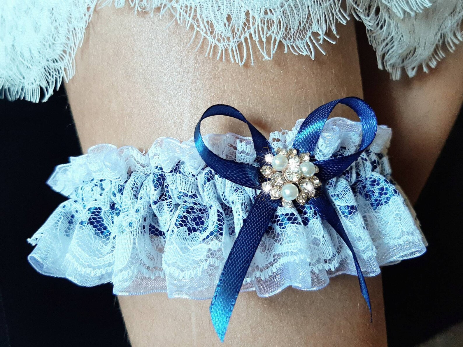 Navy Blue Bridal Garter Set, Wedding Garter Set, Bridal Garter, Wedding ...