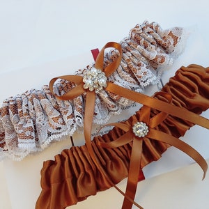 Copper Wedding Garter, Lace Bridal Garter Set, Garter for Bride, Garter ...