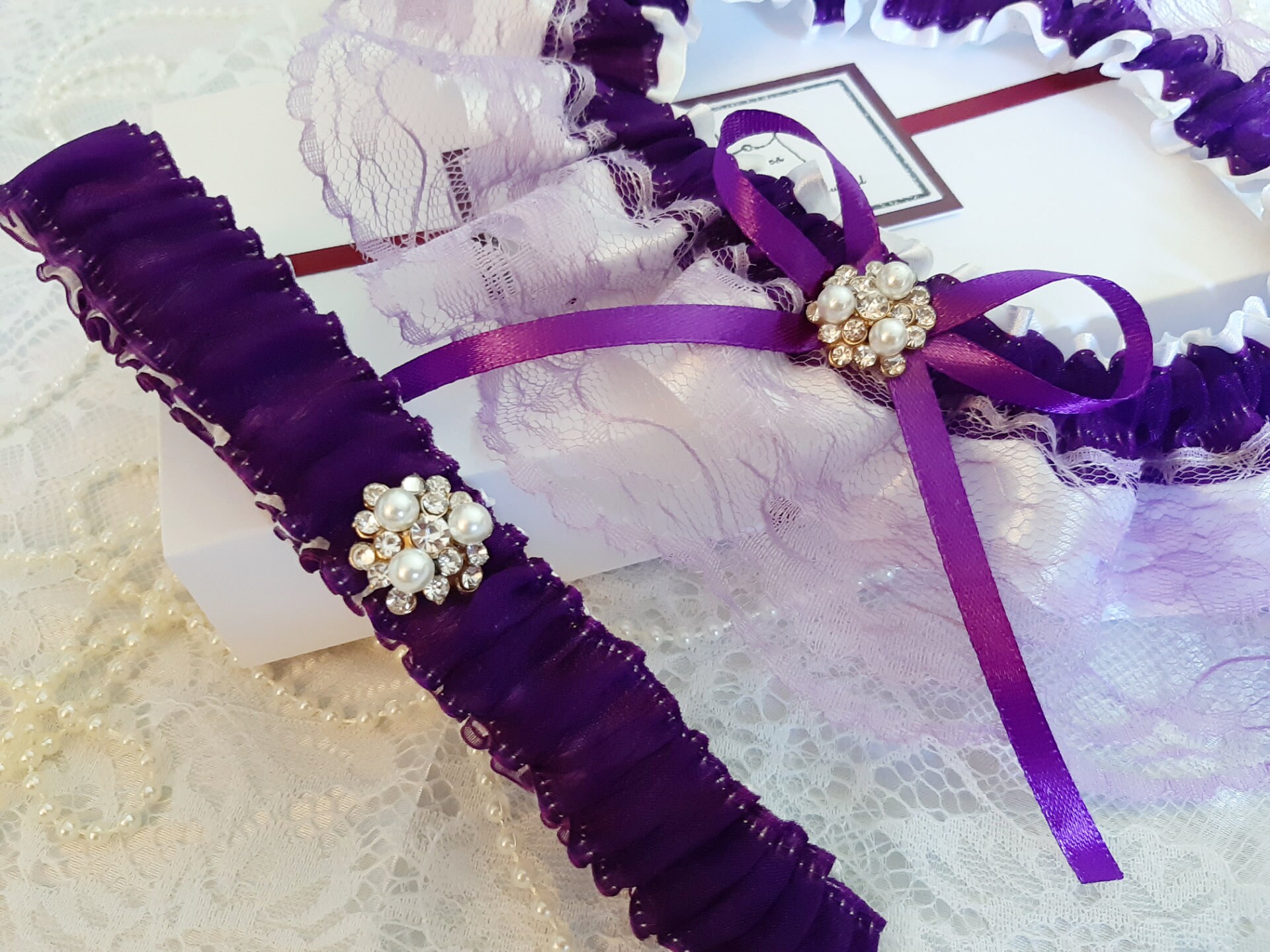 Purple Wedding Garter Wedding Garter Set Purple Bridal | Etsy