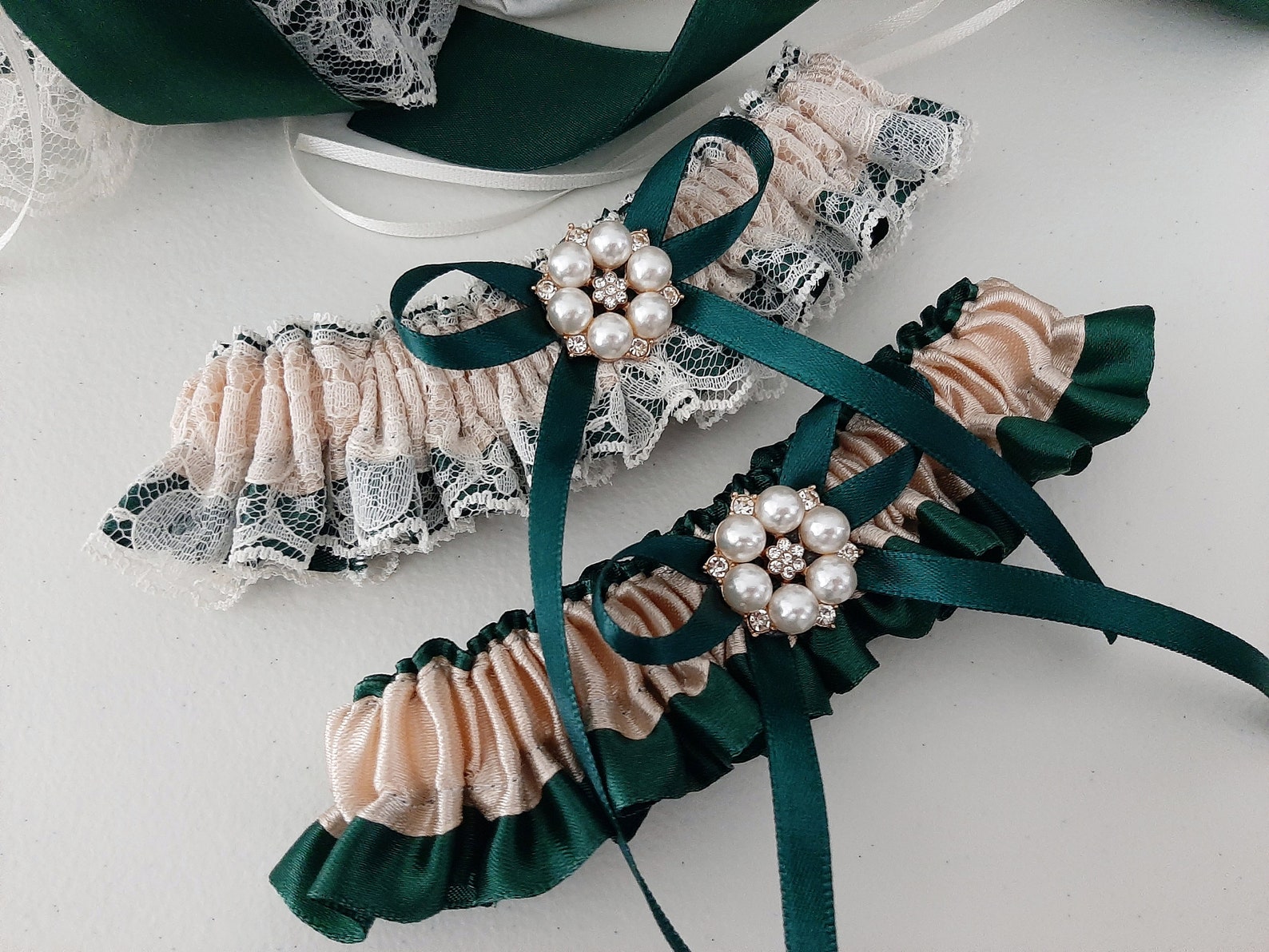 Dark Green Champagne Wedding Decor, Flower Girl Basket and Ring Bearer ...