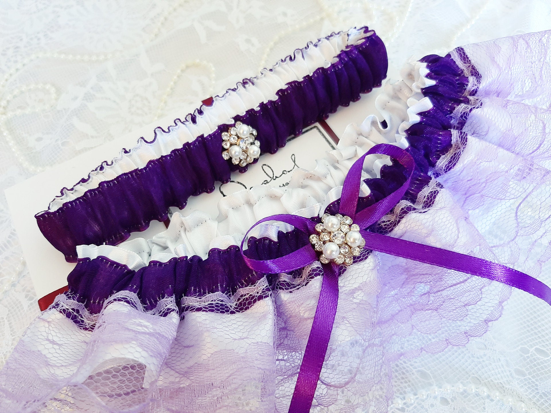 Purple Wedding Garter Wedding Garter Set Purple Bridal | Etsy