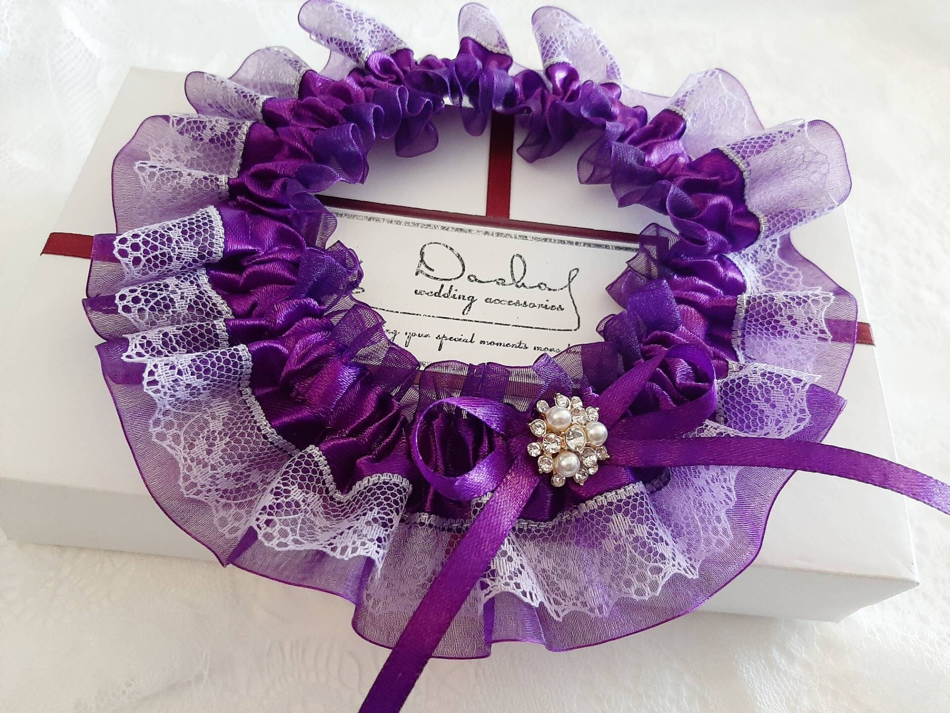 Purple Bridal Garter Set, Purple Wedding Garter Set, Bridal Garter ...