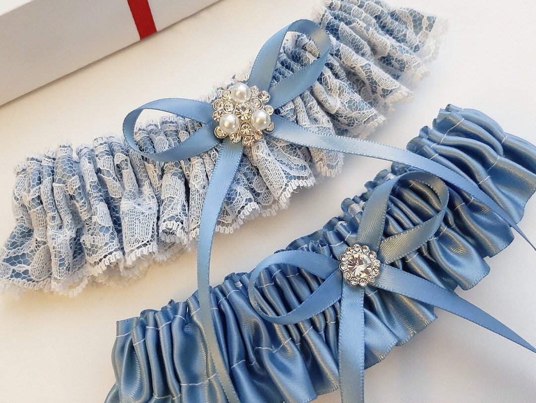 Garters for Wedding, French Blue Bridal Garter Set, Wedding Garter ...