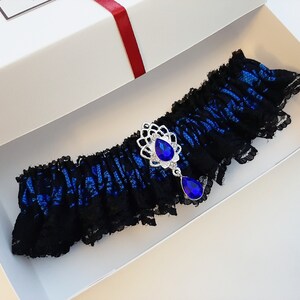 Black and Royal Blue Wedding Garter Set for Bride, Something Blue ...