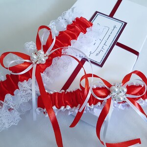 Red Wedding Garter Set, Lace Bridal Garter, Red Garter, Garter for ...