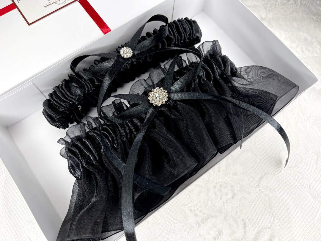 Black Garter, Wedding Garter, Wedding Garter Set, Black Bridal Garter ...