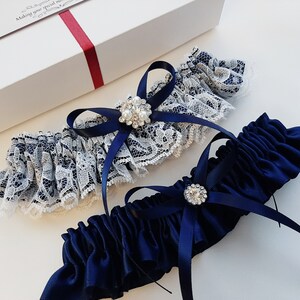 Wedding Garter Set, Blue Wedding Garter, Blue Garter, Blue Garter Set ...