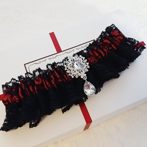 Black and Red Wedding Garter, Garter Set, Garter Belt, Bridal Garter ...
