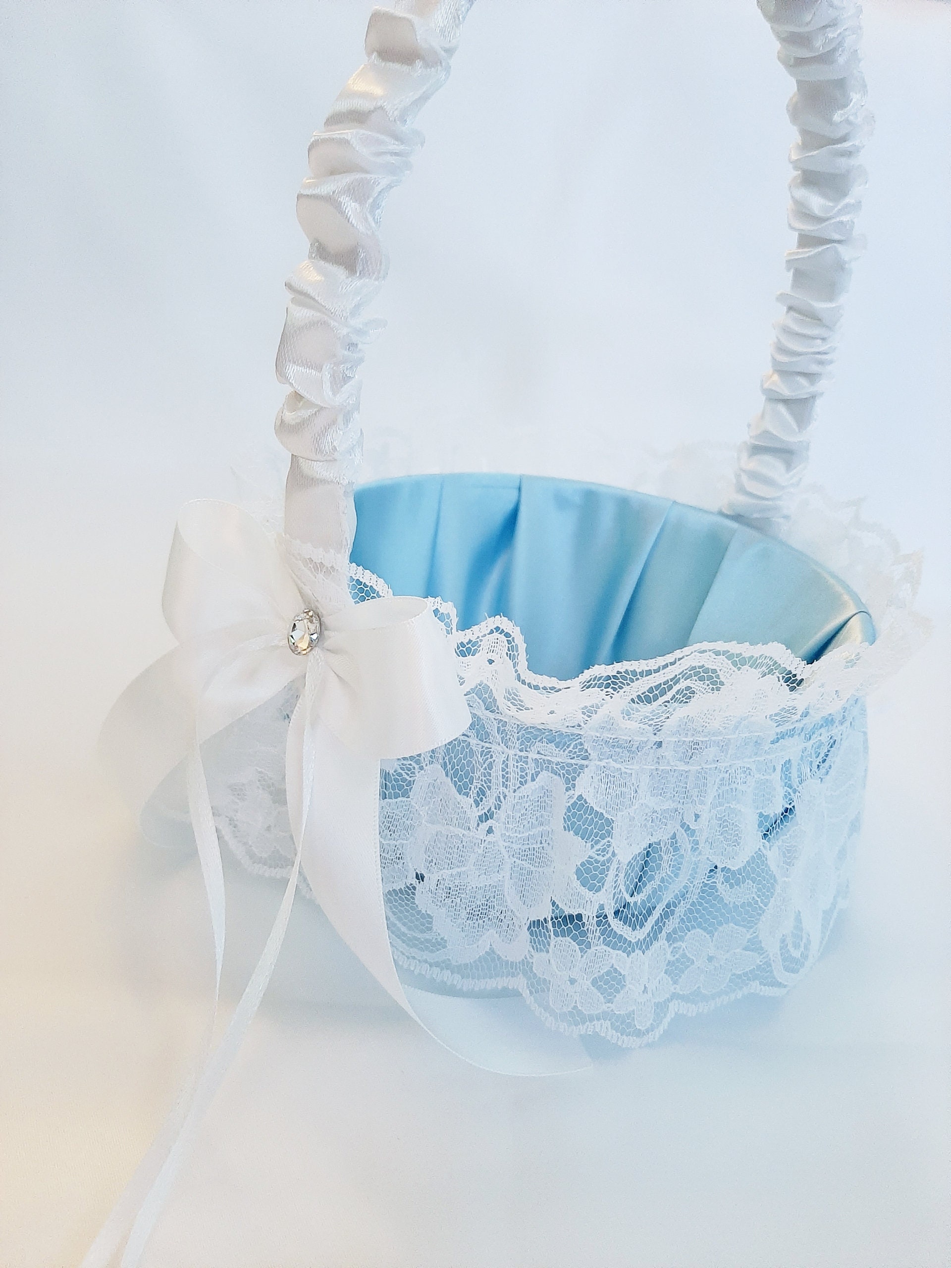 Light Blue Flower Girl Basket