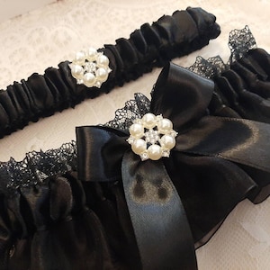 Black Garter, Black Wedding Garter, Bridal Garter Set, Wedding Garters ...