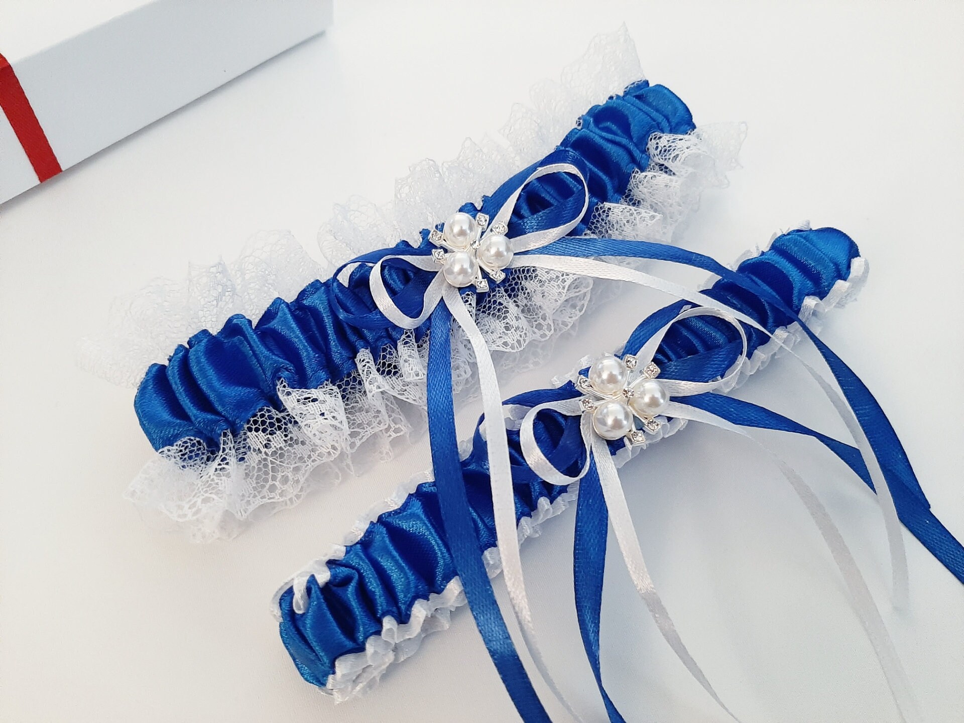 Wedding garter Garter Royal Blue Garter Wedding Garter Set | Etsy