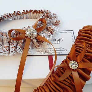 Copper Wedding Garter, Lace Bridal Garter Set, Garter for Bride, Garter ...