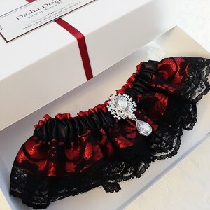 Black and Red Wedding Garter, Garter Set, Garter Belt, Bridal Garter ...