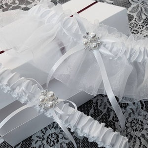 Garter, Wedding Garter, Wedding Garter Set, White Bridal Garter, Garter ...
