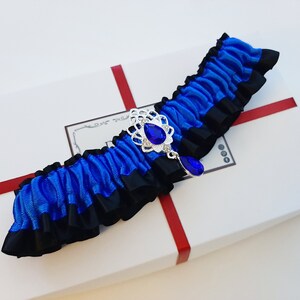 Black and Royal Blue Wedding Garter Set for Bride, Something Blue ...