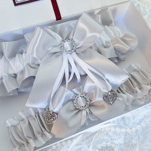 Silver Gray Wedding Garter Set, Bridal Garter Set, Handmade ...