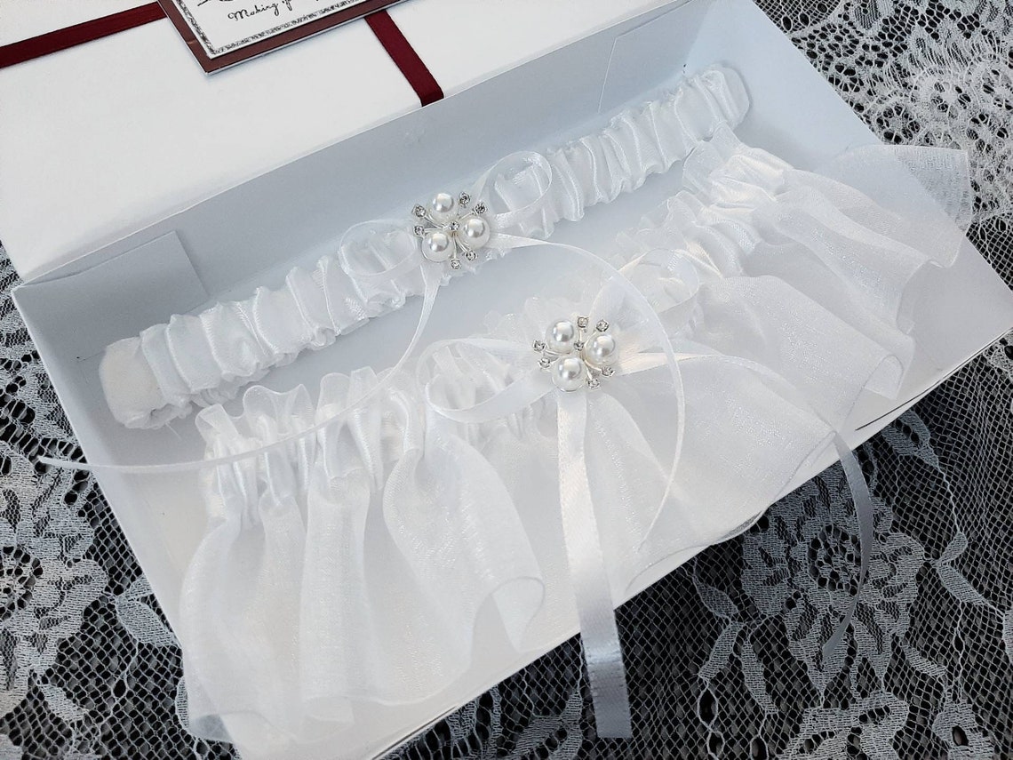 Garter Wedding Garter Wedding Garter Set White Bridal | Etsy