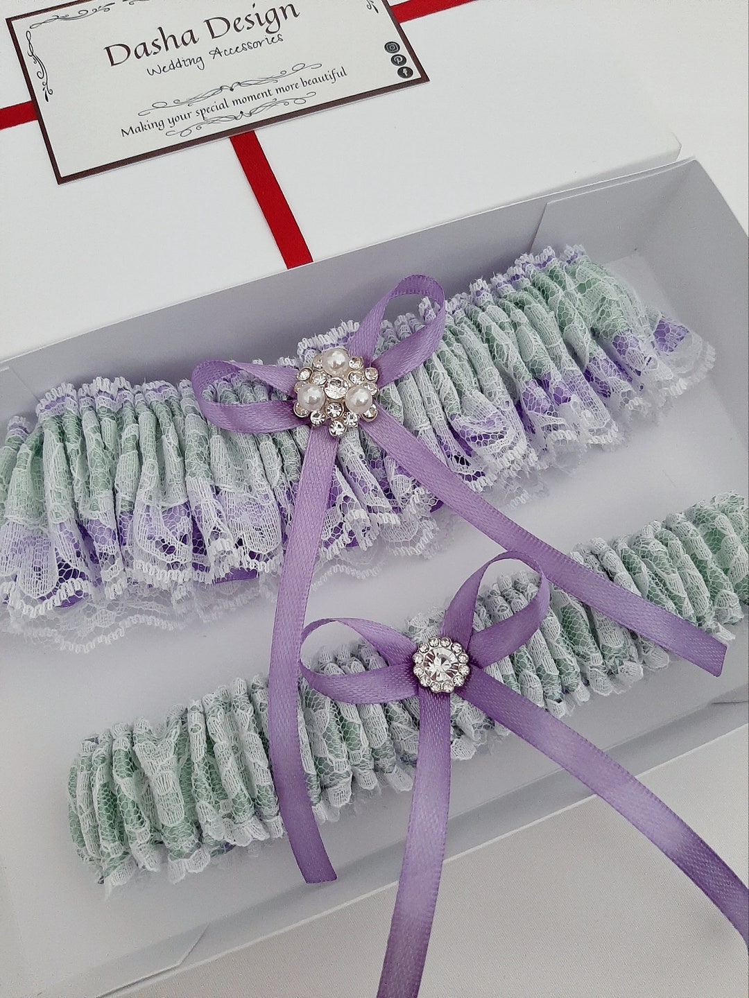 Lavender Sage Wedding Garter, Sage Green Garter, Garter for Bride ...