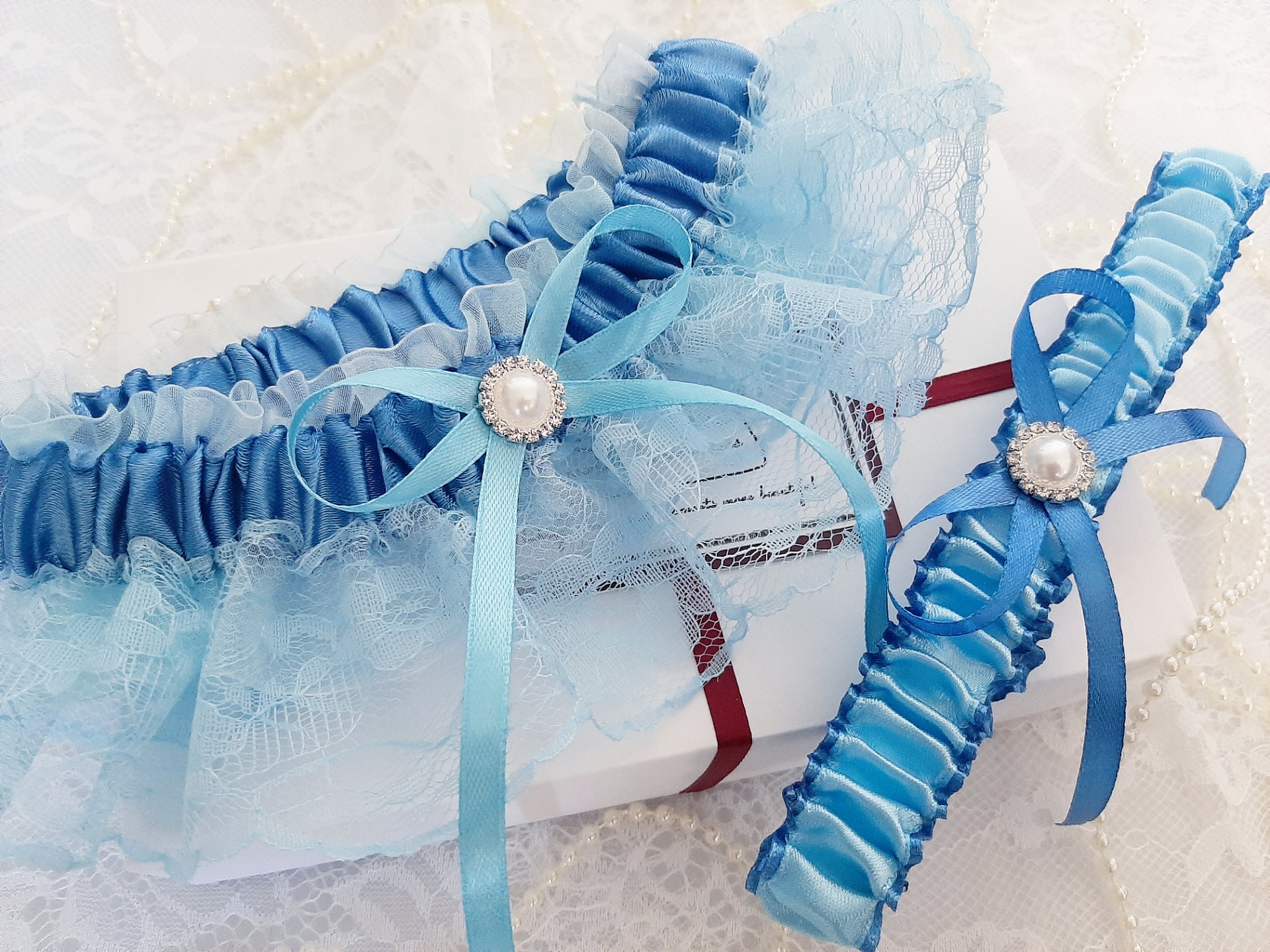 Blue Wedding Garter Set Blue Bridal Garter Set Blue Garter | Etsy