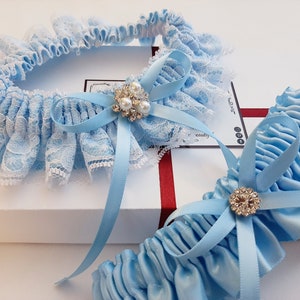 Blue Wedding Garter, Blue Bridal Garter Set, Garter Set, Garter for ...