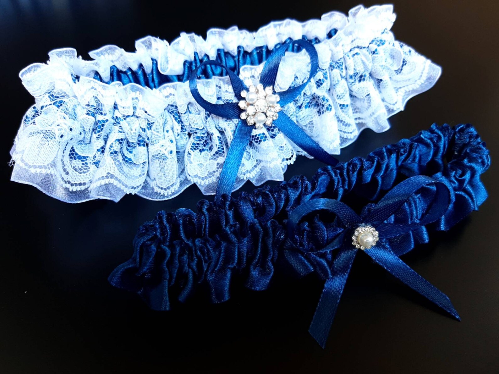 Navy Blue Bridal Garter Set Wedding Garter Set Bridal | Etsy
