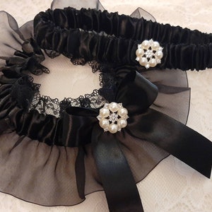 Black Garter, Black Wedding Garter, Bridal Garter Set, Wedding Garters ...
