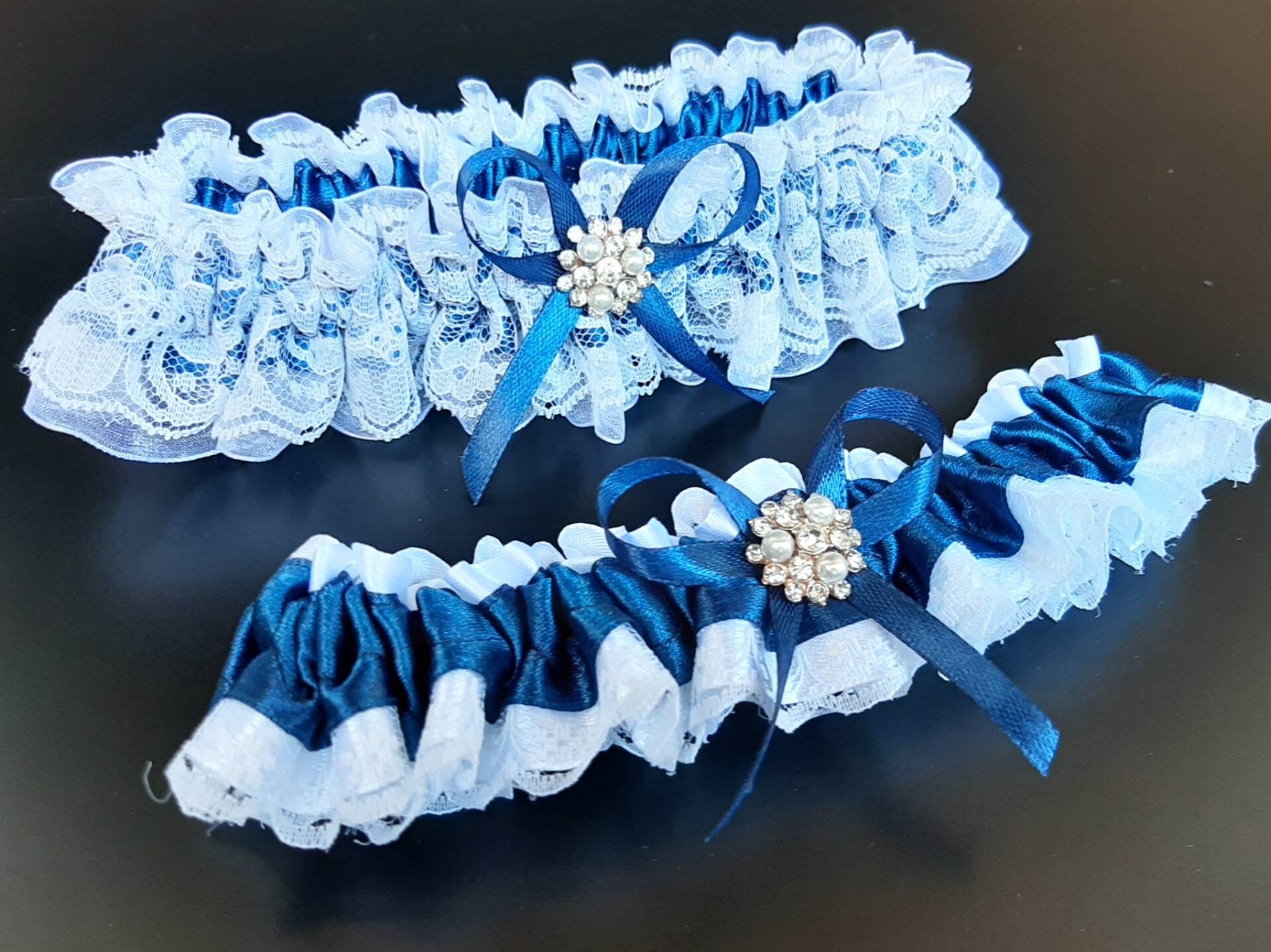 Navy Blue Bridal Garter Set Wedding Garter Set Bridal | Etsy