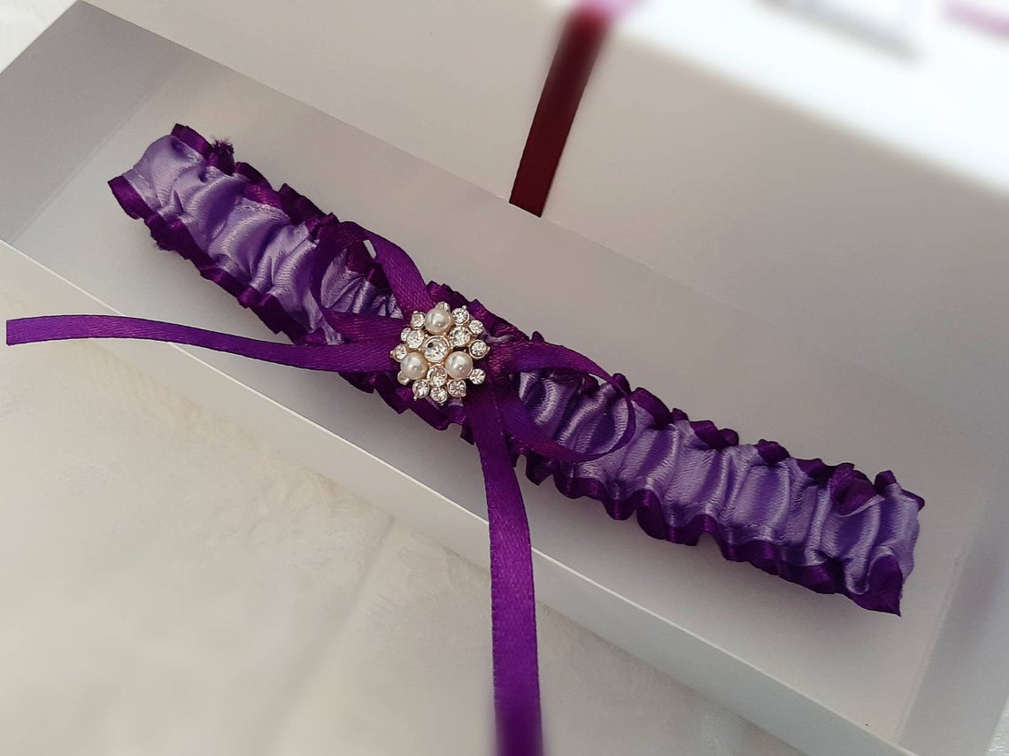 Purple Bridal Garter Set Purple Wedding Garter Set Bridal | Etsy