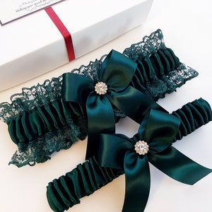 Hunter Green Wedding Garter Set, Hunter Bridal Garter, Garter Belt ...