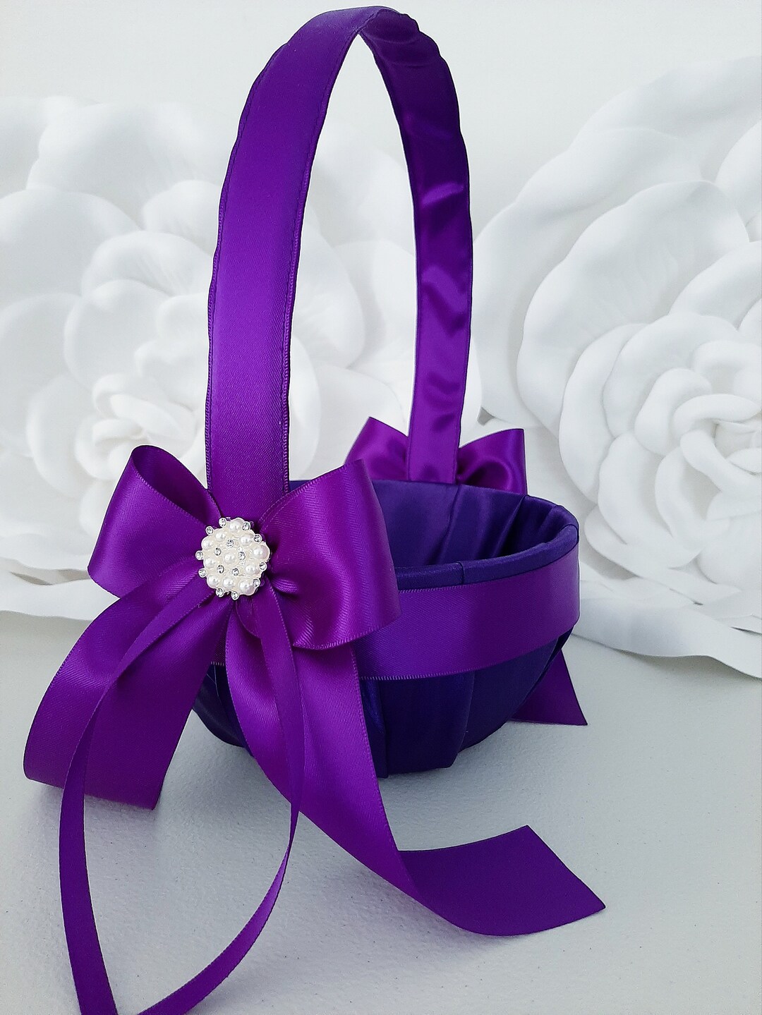 Flower Girl Basket, Purple Wedding Basket for Flower Girl, Flowergirl ...