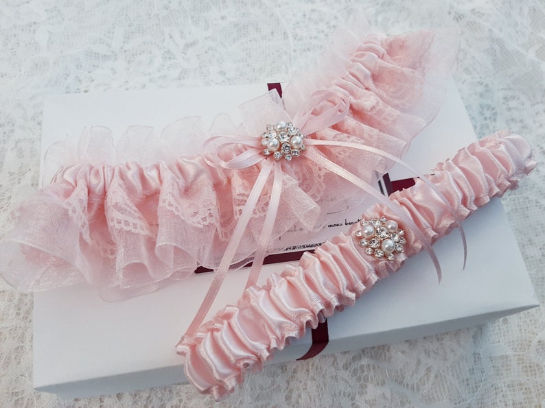 Pink Bridal Garter Set Pink Lace Wedding Garter Set Bridal - Etsy